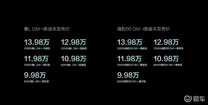 比亚迪秦L DM-i/海豹06DM-i上市 售9.98万元起_汽车产经网