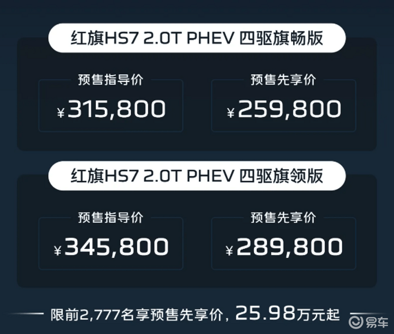 红旗HS7 PHEV正式开启预售 预售价31.58万元起_易车