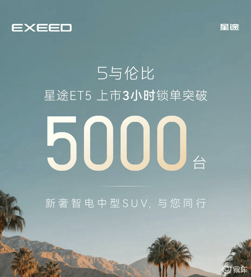 星途ET5上市3小时锁单突破5000台 超级置换价13.49万元起_易车